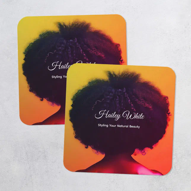 Afro Hair Square Business Card | Zazzle