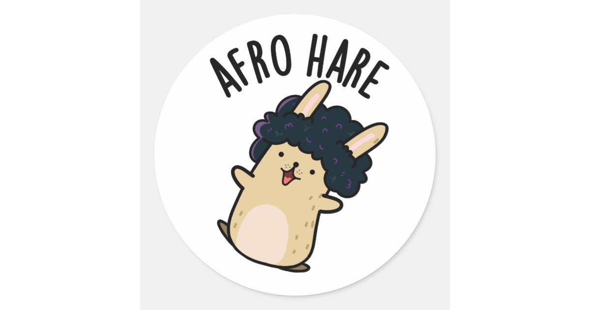 Afro Hare Funny Rabbit With Afro Pun Classic Round Sticker | Zazzle