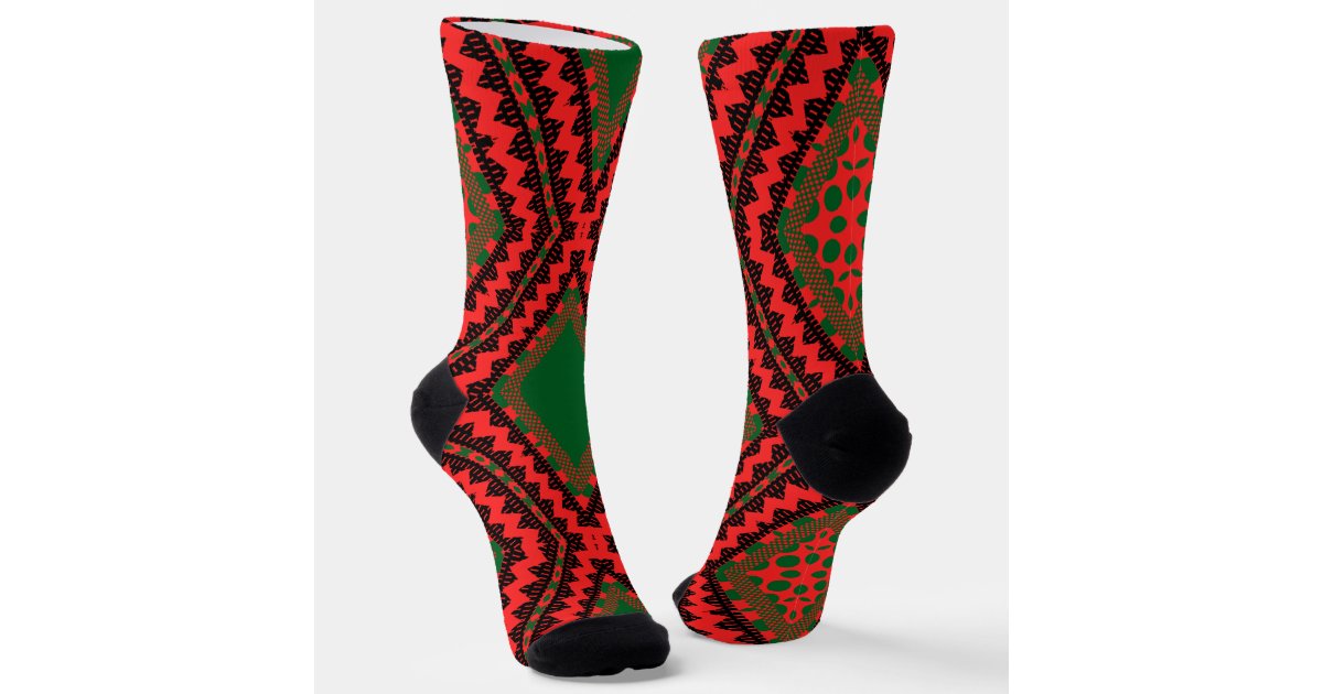 Afro Pop Kente Red Socks | Zazzle
