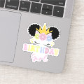 Afro Puff Curly Hair Unicorn Birthday Girl Sticker | Zazzle