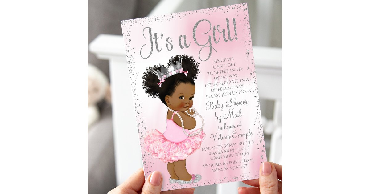 Afro Puff Princess Baby Shower by Mail Invitation | Zazzle