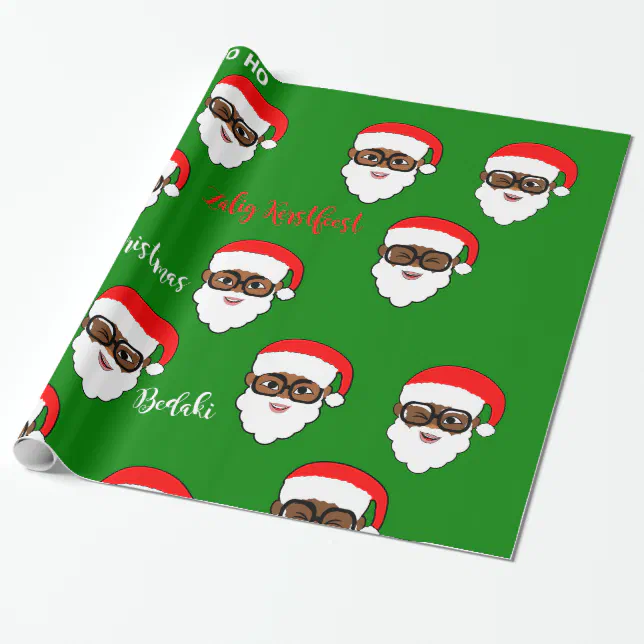 Afro Santa Christmas Black Santa Melanin Wrapping Paper | Zazzle