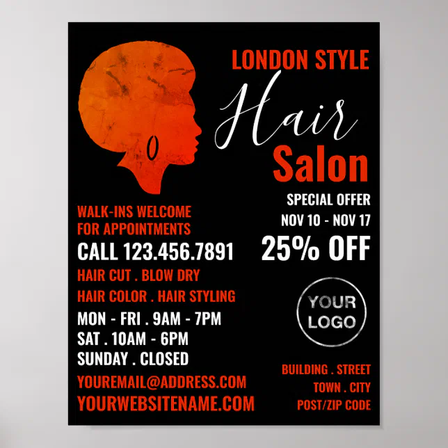 Afro Style, Hair Stylist, Hair Salon Advertising Poster | Zazzle