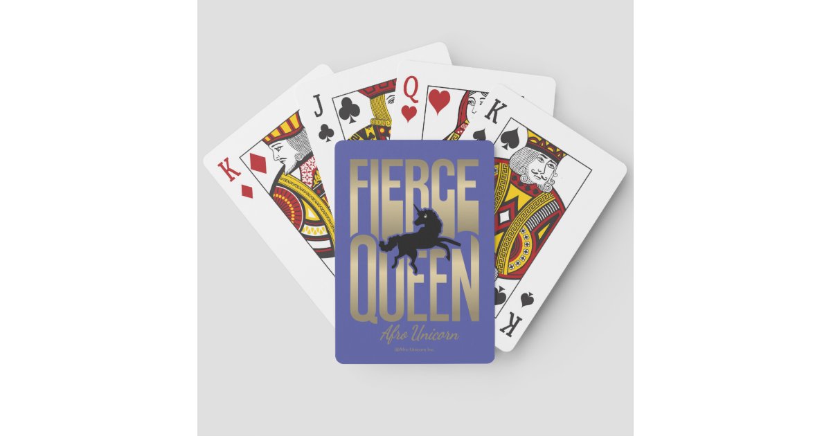 Afro Unicorn Fierce Queen Playing Cards | Zazzle