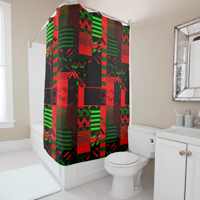 Afrocentric Geometric Print Shower Curtain | Zazzle