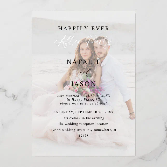 After Party Photo Wedding Reception v2 Foil Invitation | Zazzle