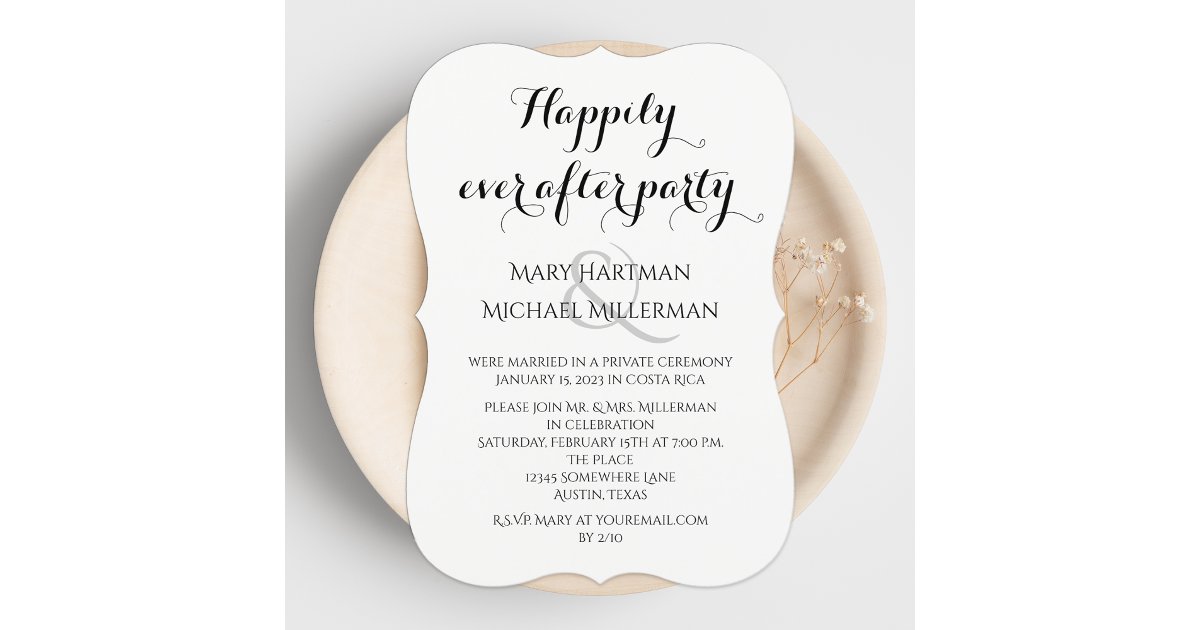 After Party Post Wedding Typography Invitation | Zazzle