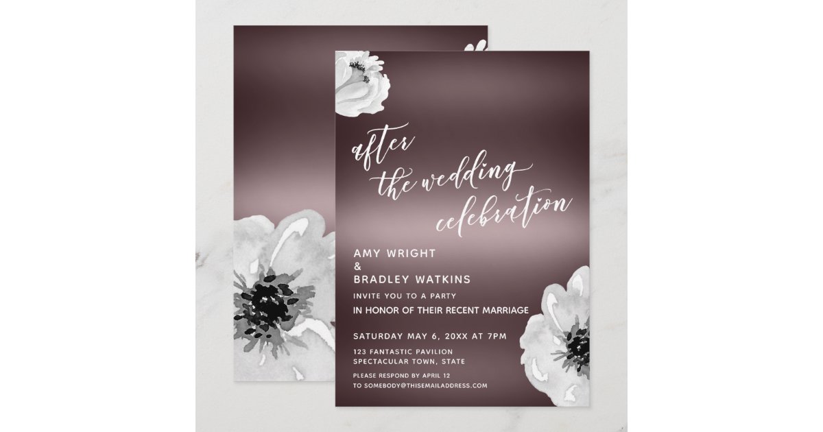 After the Wedding Celebration, Floral, Rose Gold Invitation | Zazzle