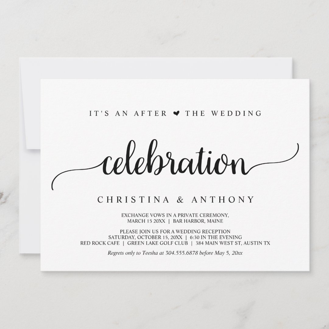 After The Wedding Celebration, Rustic Elopement Invitation | Zazzle