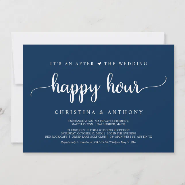 After The Wedding Happy Hour, Rustic Elopement Inv Invitation | Zazzle