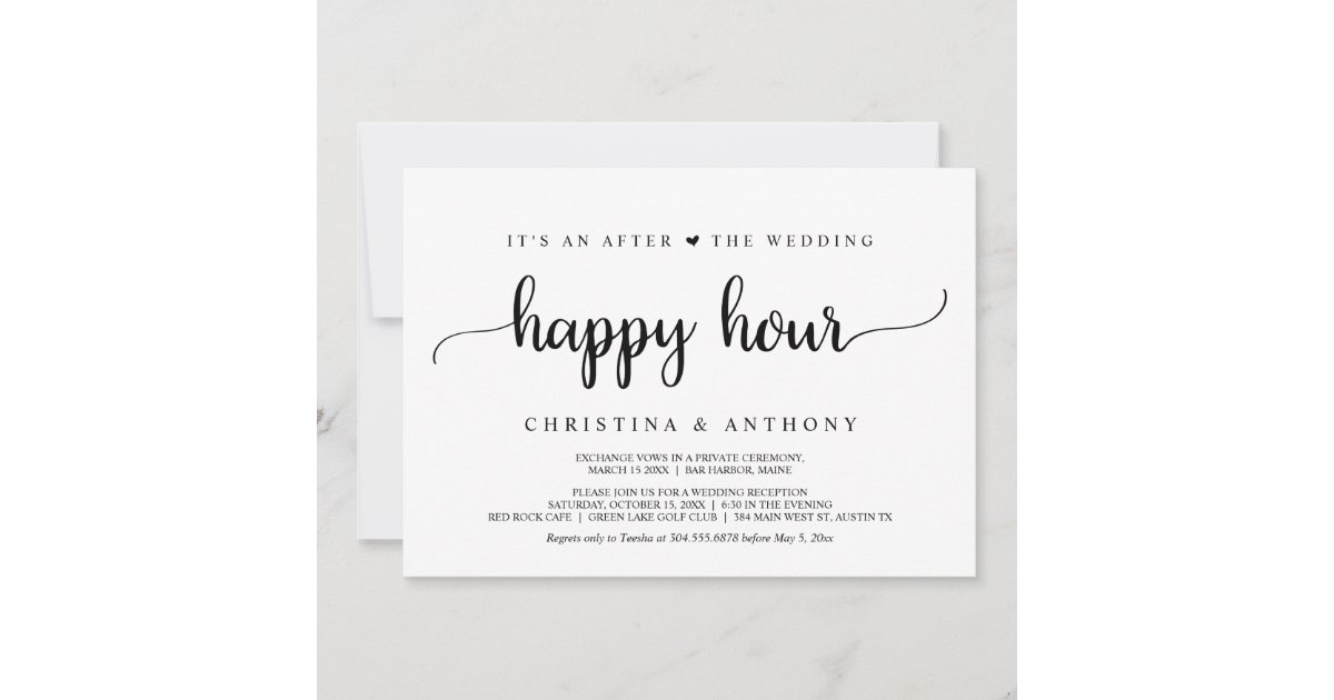 After The Wedding Happy Hour, Rustic Elopement Invitation | Zazzle