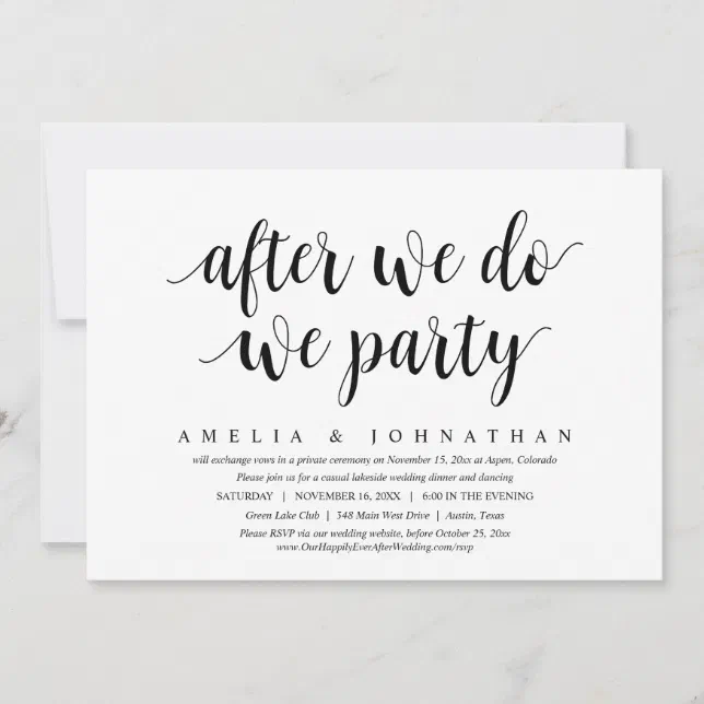 After We Do, We Party, Wedding Elopement Dinner Invitation | Zazzle
