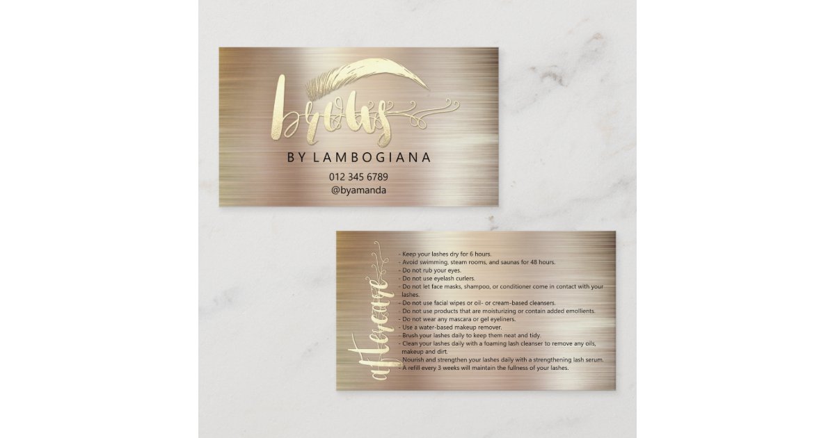 Aftercare Brows Logo Microblading Rose Gold Busine Business Card | Zazzle