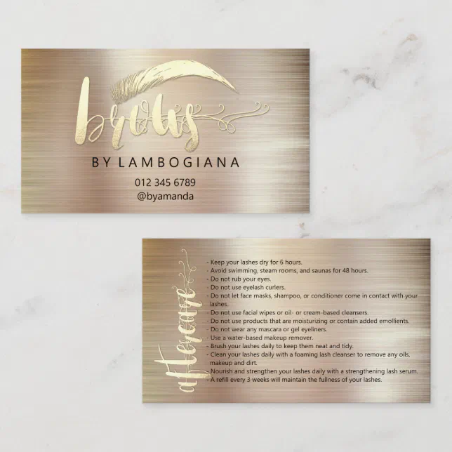 Aftercare Brows Logo Microblading Rose Gold Busine Business Card | Zazzle