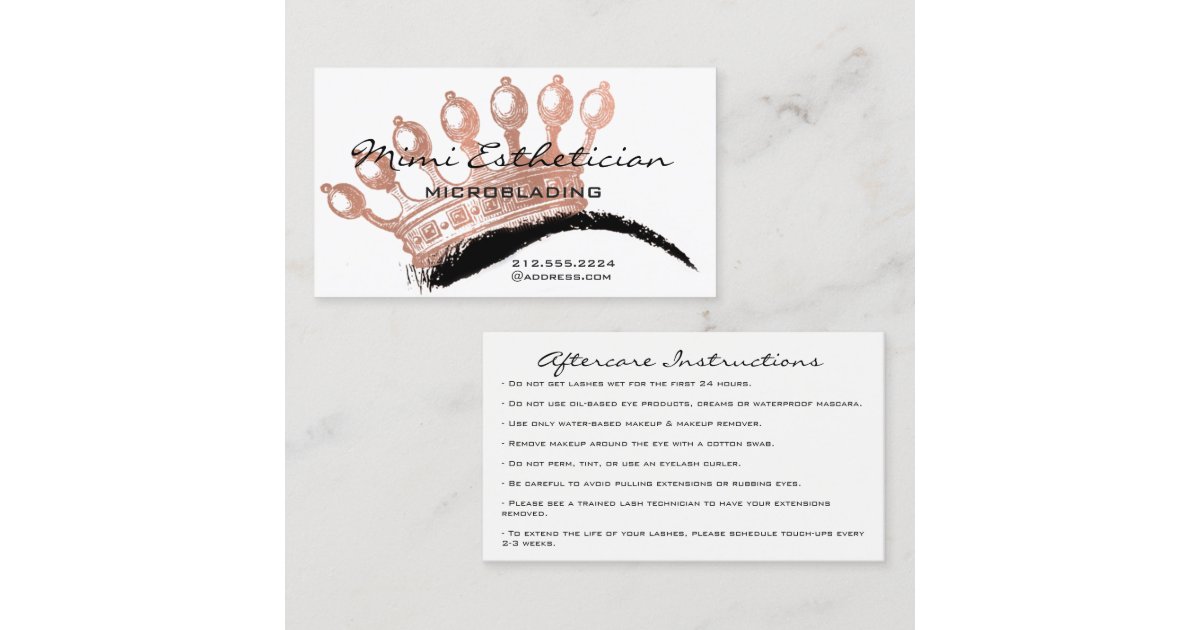 Aftercare Brows Rose Crown Microblading Business Card | Zazzle