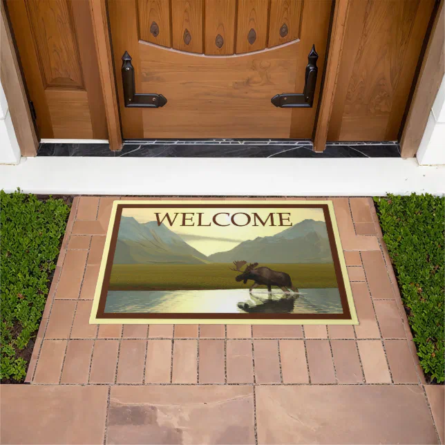 Afternoon Moose - Welcome Doormat | Zazzle
