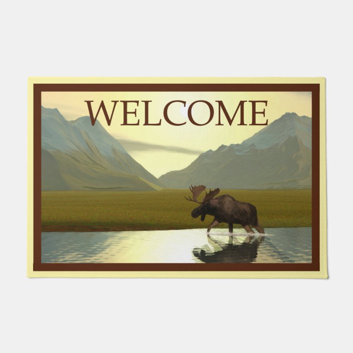 Afternoon Moose - Welcome Doormat | Zazzle.com