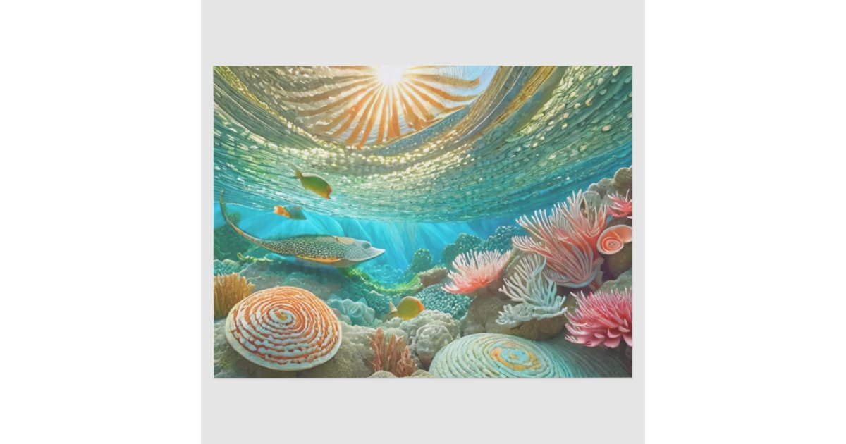 Afternoon Reef Stingray, Design 2 Tissue Paper | Zazzle