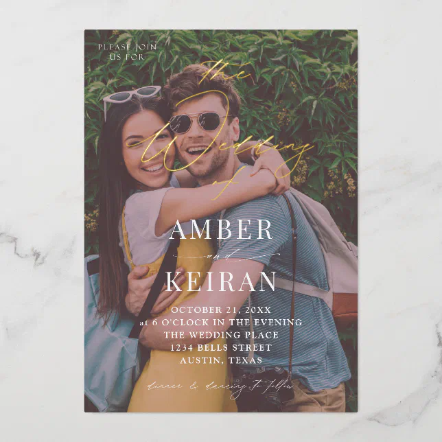 Afternoon Shades- Photo Wedding Foil Invitation | Zazzle