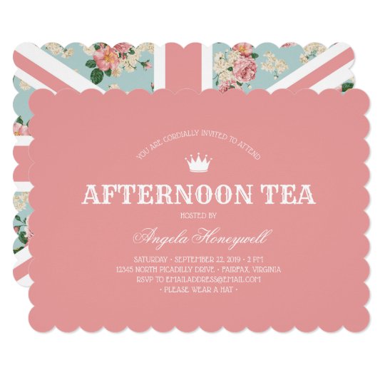 Afternoon Tea English Roses UK Flag 2 Invitation | Zazzle.com