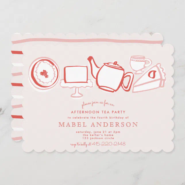 Afternoon Tea Kids Birthday Party Invitation | Zazzle