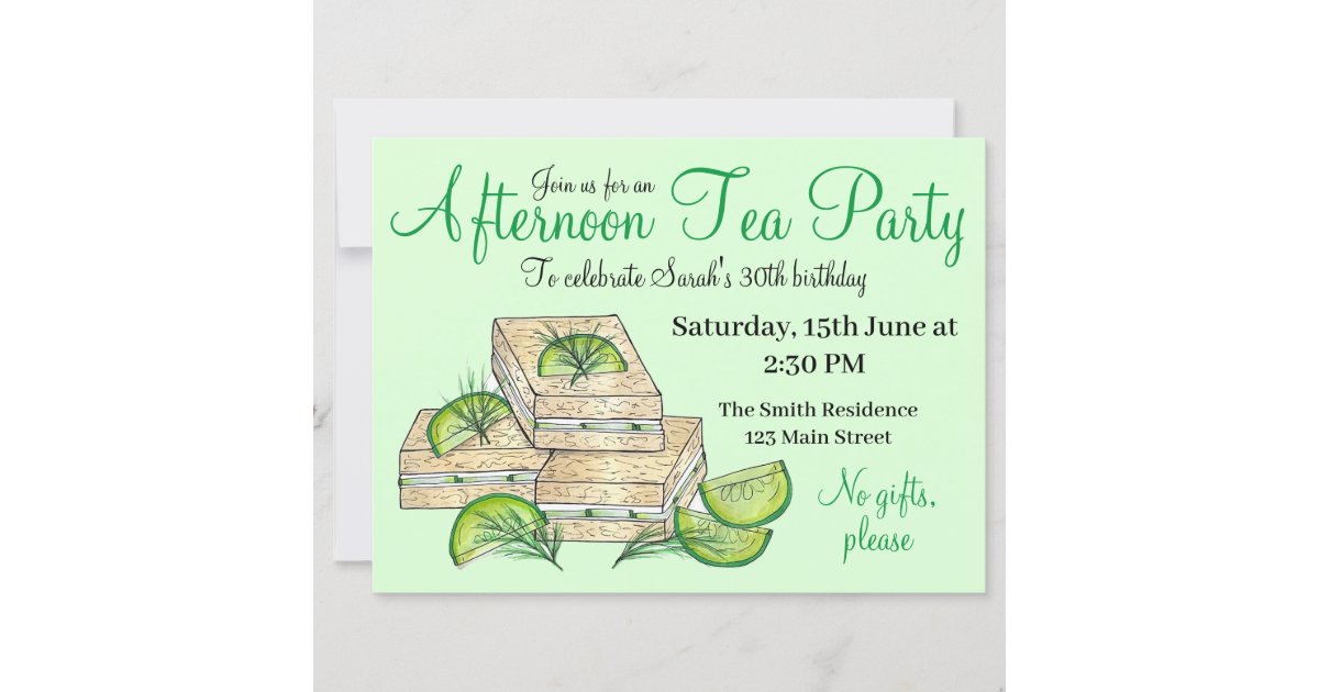 Afternoon Tea Party Shower Cucumber Sandwiches Invitation | Zazzle