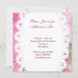 Afternoon Tea Party Vintage Pink Floral Teapot Invitation | Zazzle