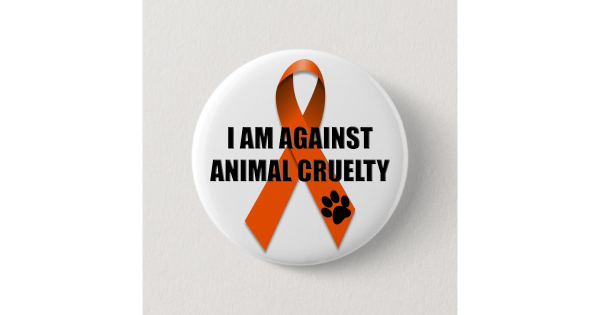 Against Animal Cruelty Orange Awareness Ribbon Button | Zazzle