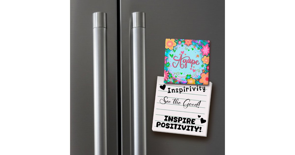 Agape Fun Floral Blue Modern Inspirivity Magnet | Zazzle