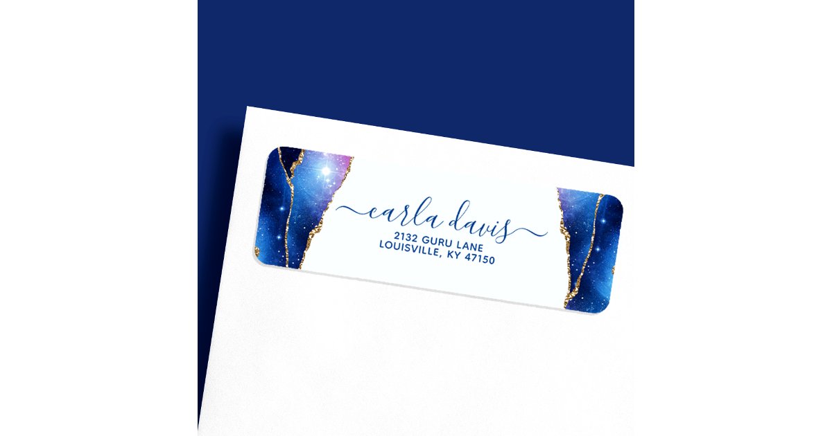 Agate Galaxy Celestial Stars Business Address Label | Zazzle