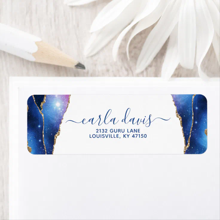 Agate Galaxy Celestial Stars Business Address Label | Zazzle