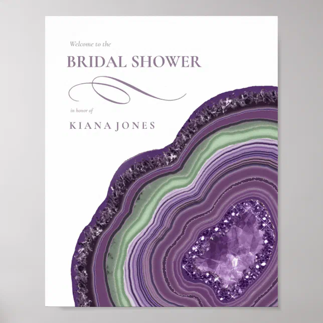 Agate Geode Glitter Bridal Shower Violet ID647 Poster | Zazzle