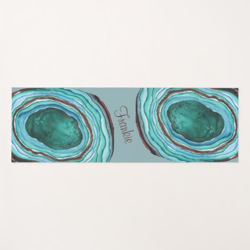 Agate Geode Pattern in Blue & Aqua - Personalized Yoga Mat | Zazzle