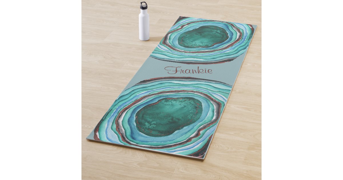 Agate Geode Pattern in Blue & Aqua - Personalized Yoga Mat | Zazzle