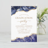 Agate Graduation Class of 2022 Navy Blue Gold Invi Invitation | Zazzle