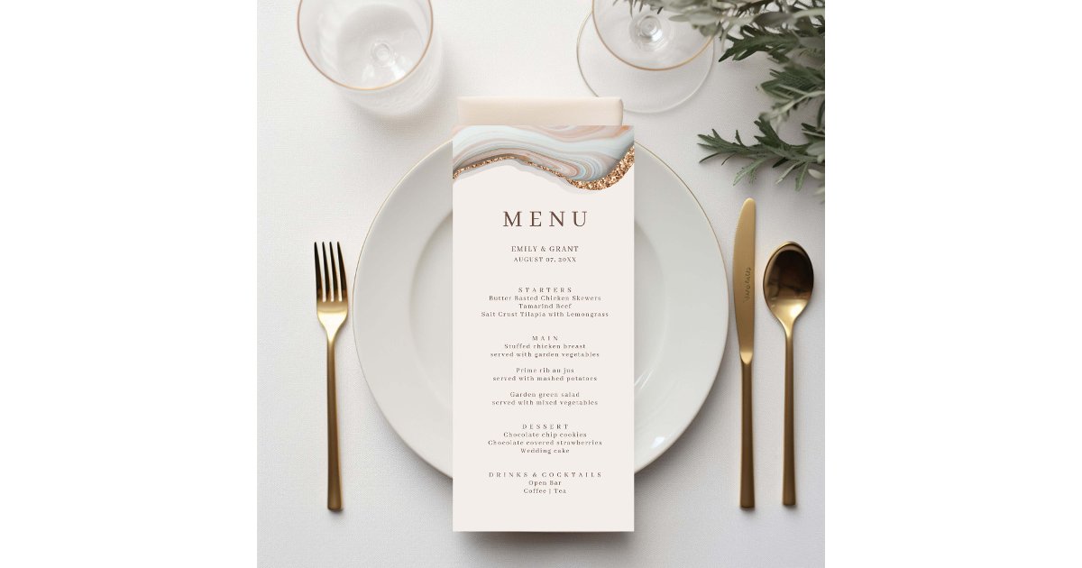Agate Marble Stone Menu | Zazzle