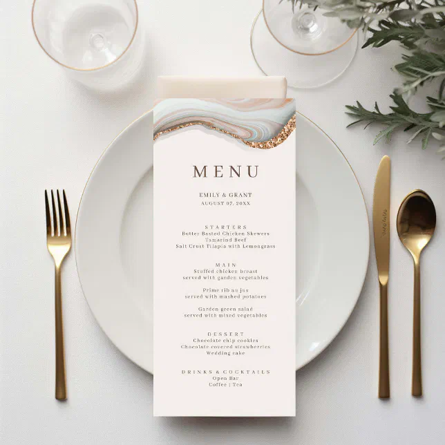 Agate Marble Stone Menu | Zazzle