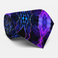 Agate Navy Blue Purple Neon Lights Gold Neck Tie | Zazzle