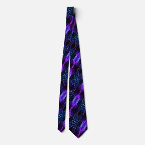 Agate Navy Blue Purple Neon Lights Gold Neck Tie | Zazzle
