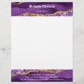Agate Purple Violet Gold Glitter Modern Letterhead | Zazzle