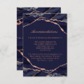 Agate Rose Gold Foil Navy Wedding Accommodations Enclosure Card | Zazzle