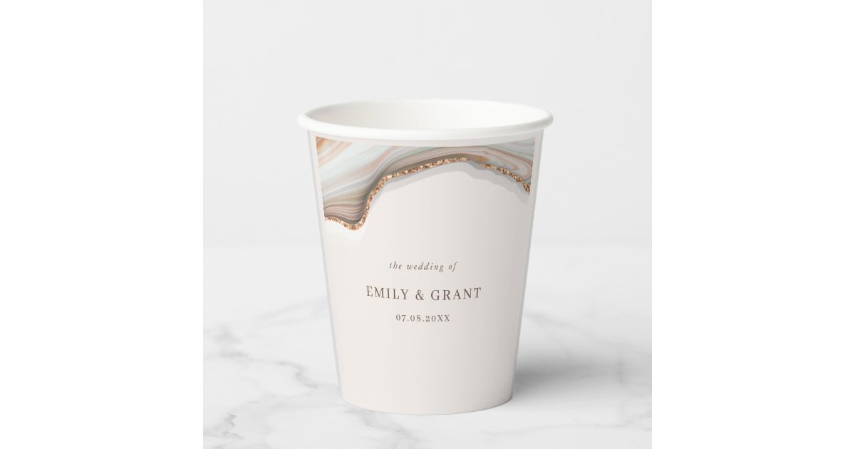 agate stone marble wedding paper cups | Zazzle