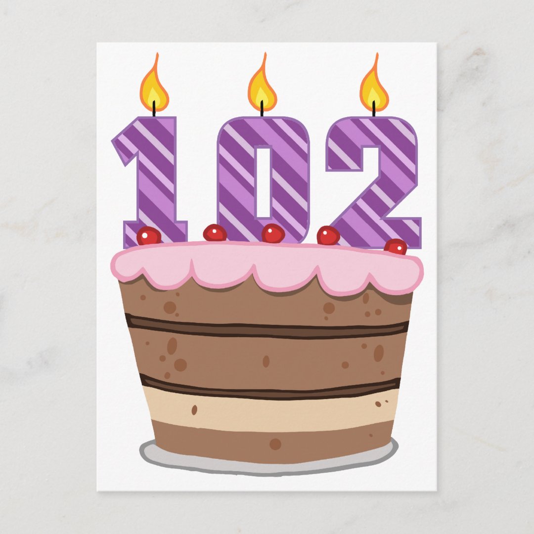 Age 102 on Birthday Cake Postcard | Zazzle