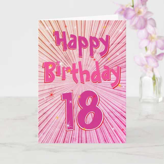 Age 18 Fun 3D Pink Candy 18th Birthday Card | Zazzle