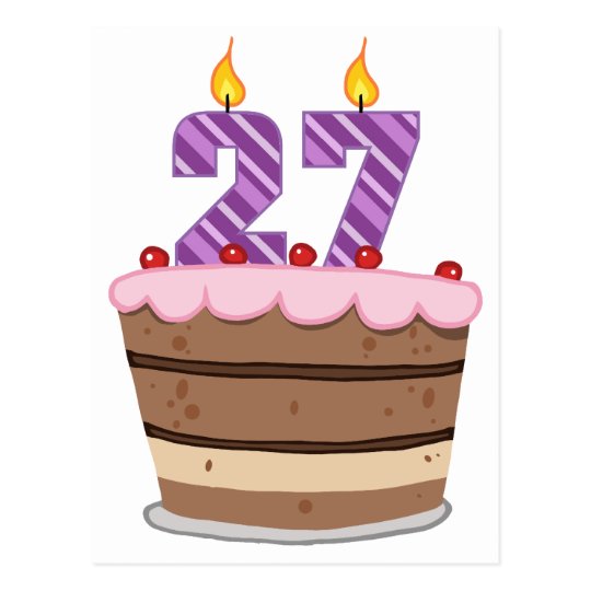 Age 27 on Birthday Cake Postcard | Zazzle.com