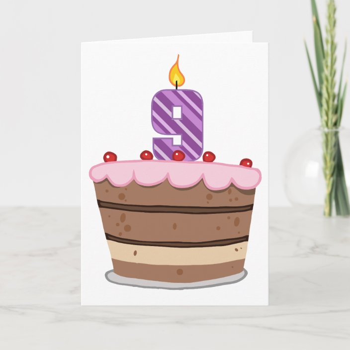 Age 9 on Birthday Cake Card | Zazzle.com