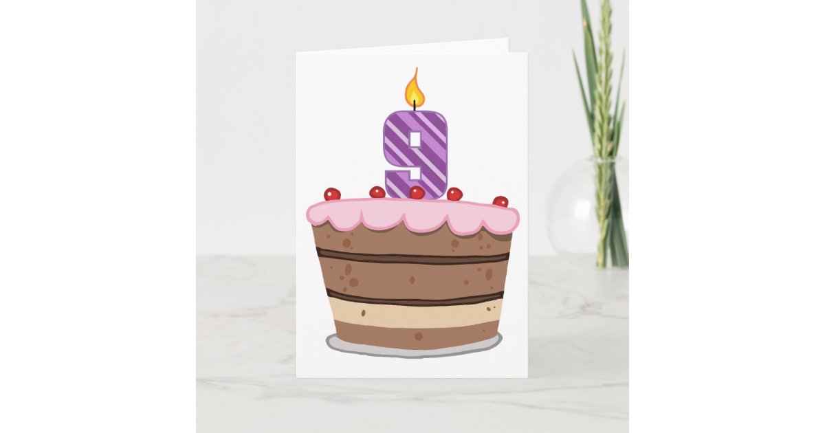 Age 9 on Birthday Cake Card | Zazzle