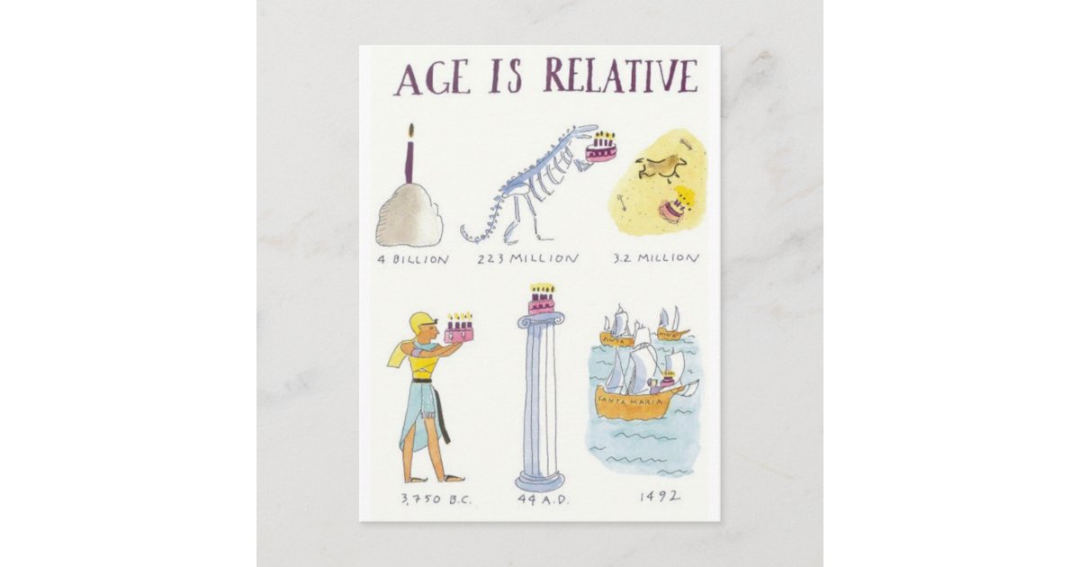 Age Is Relative Postcard | Zazzle