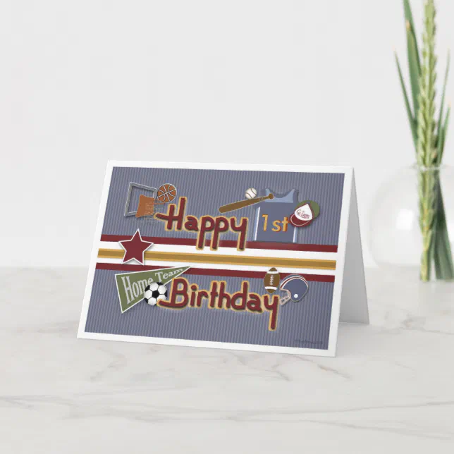 Age Specific All Sports Birthday Card Template | Zazzle