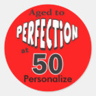 Age to Perfection at 50 | 50th Birthday Classic Round Sticker | Zazzle.com